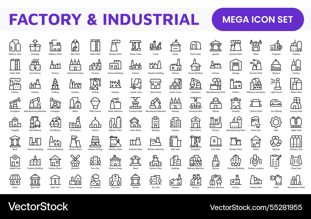 Factory icon set a dynamic collection of icons Vector Image