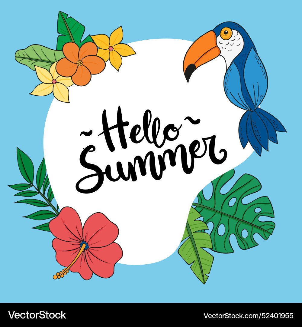 Hand drawn hello summer Royalty Free Vector Image