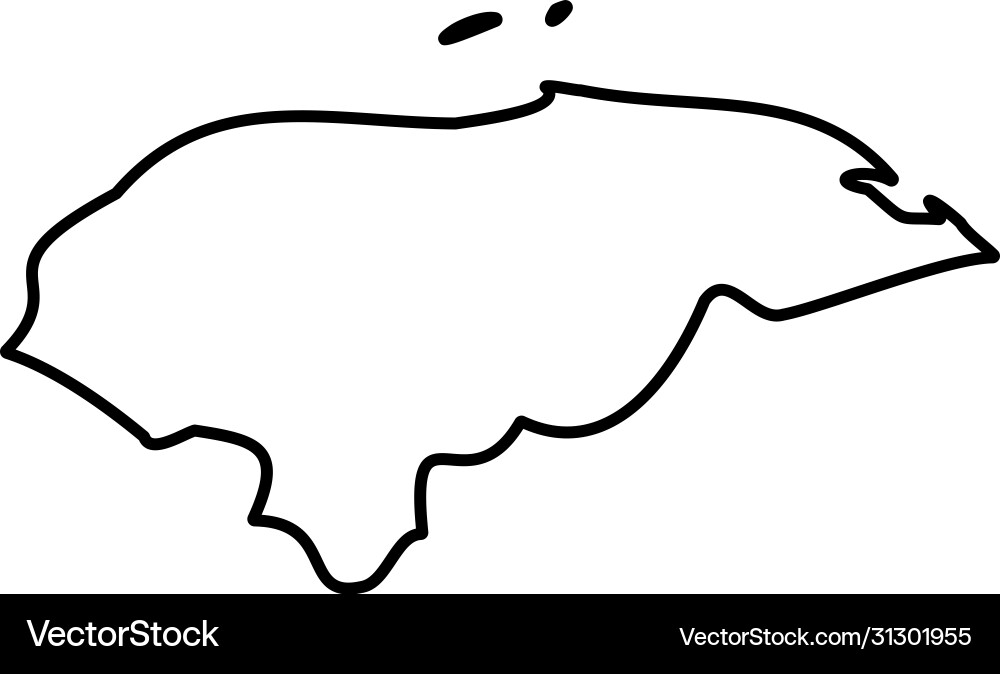 Honduras - solid black outline border map Vector Image