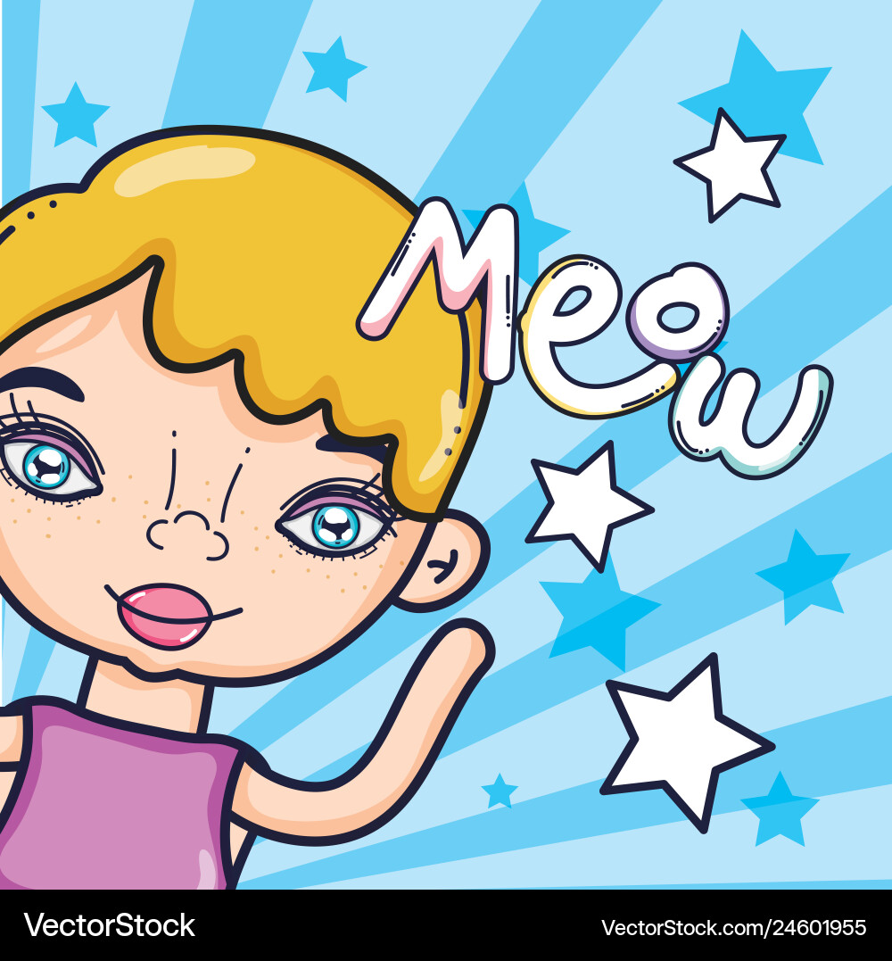 Meow girl cartoon Royalty Free Vector Image - VectorStock