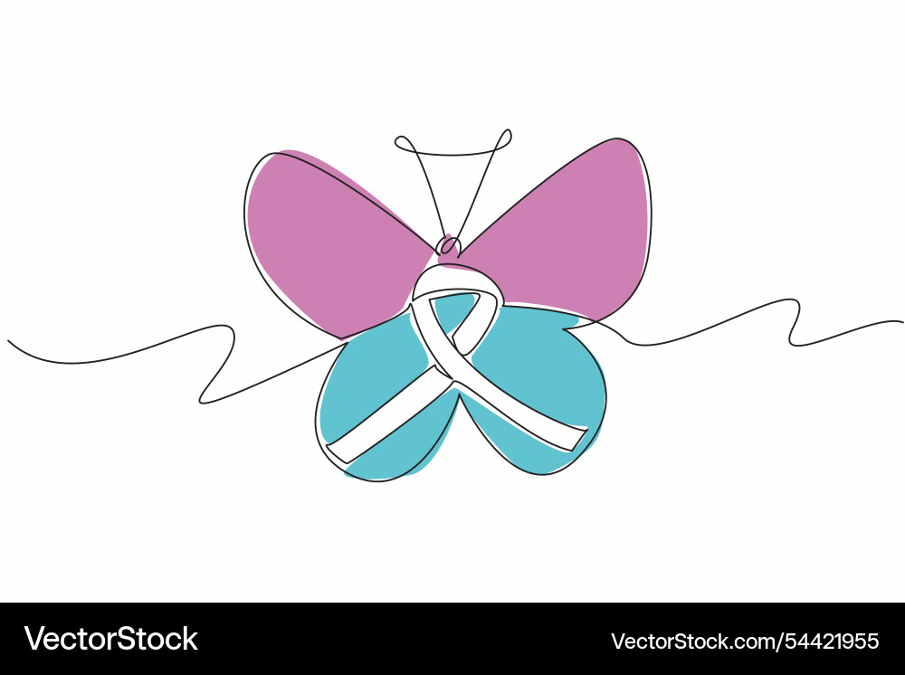 Single one line drawing ribbon in the middle Vector Image