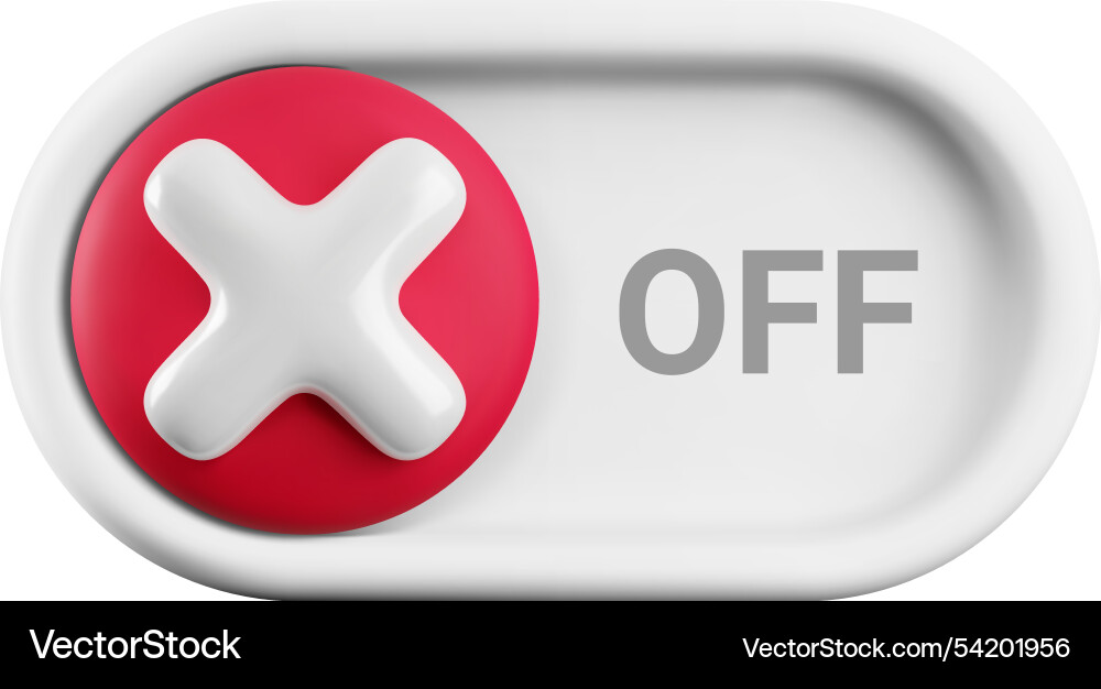 Cartoon 3d turn off switch button minimal Vector Image