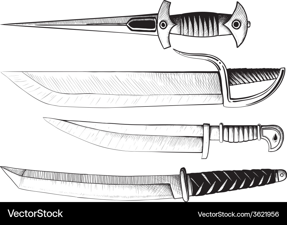 Dagger and sword set Royalty Free Vector Image