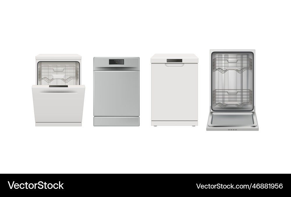 Dishwasher machine for washing dishes closed Vector Image