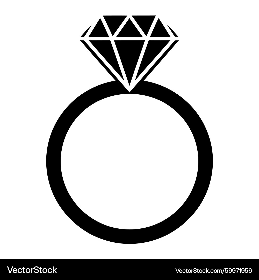 Elegant Diamond Ring Silhouette Royalty Free Vector Image