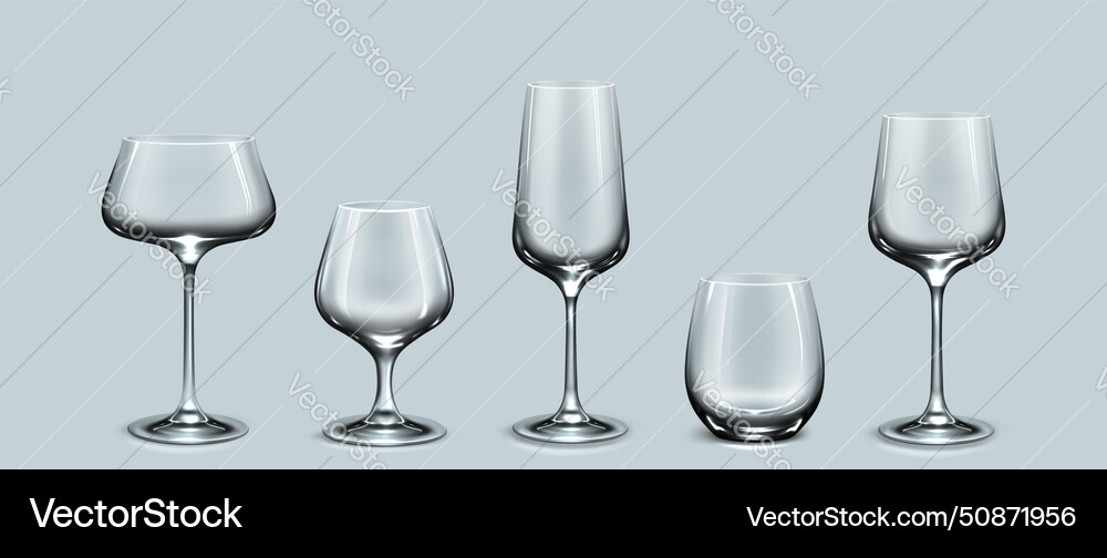 Empty cocktail drink glass transparent Royalty Free Vector