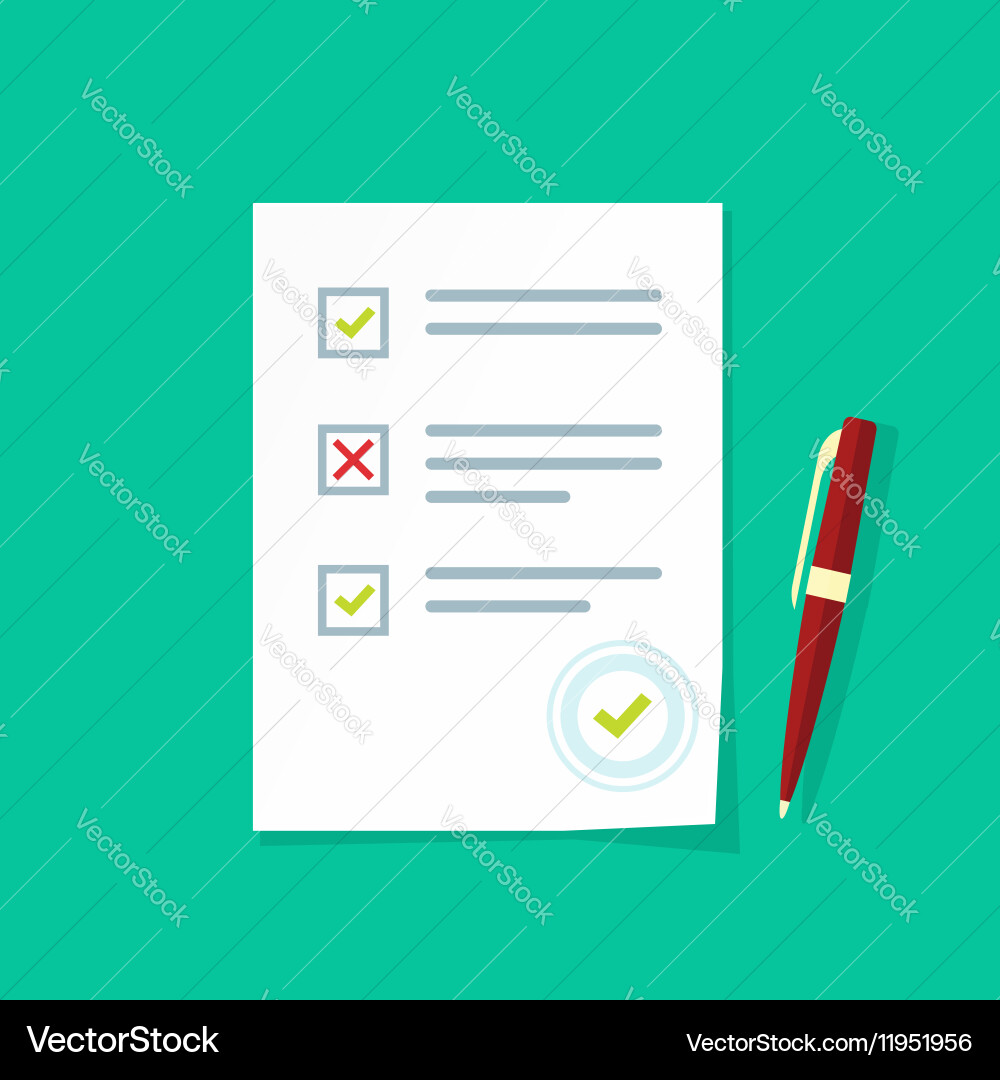 Exam test results paper sheet survey form Vector Image
