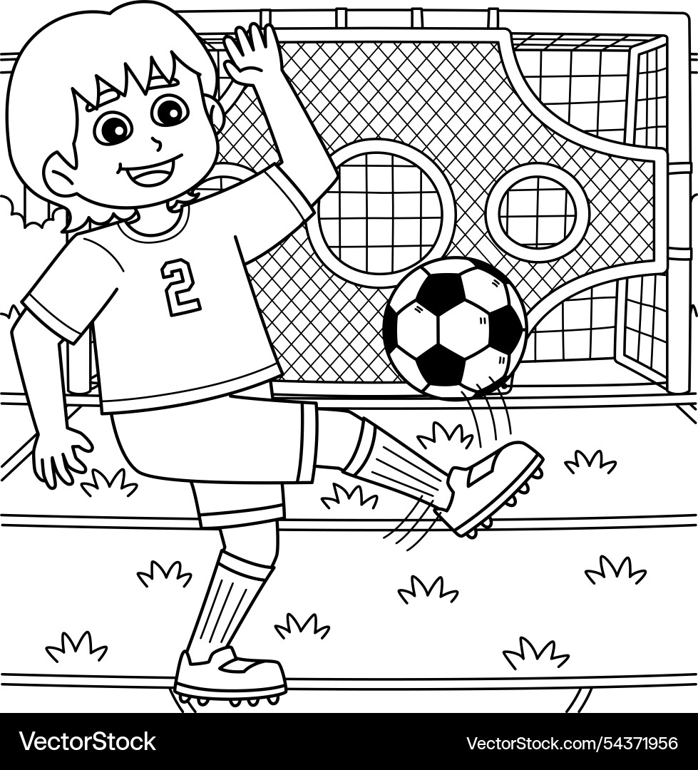 Female soccer player striker training coloring Vector Image