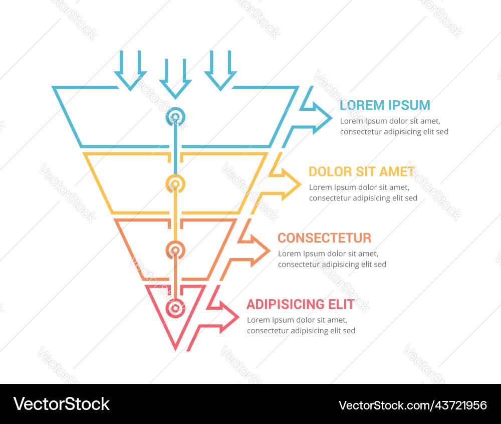 Funnel diagram template Royalty Free Vector Image