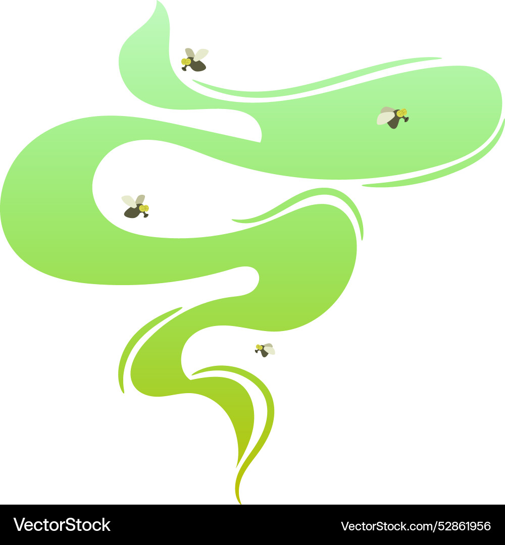 Green smoke with flies to represent stench Vector Image