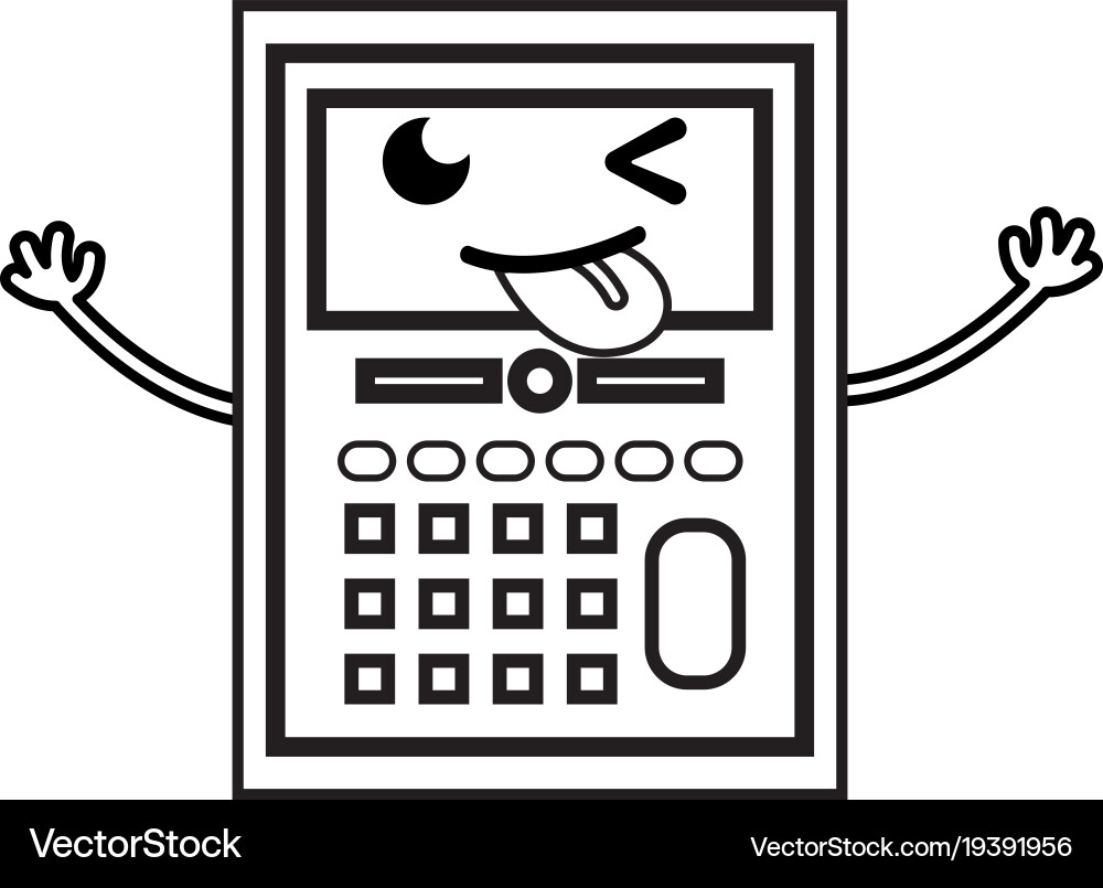 Line funny calculator object kawaii with arms Vector Image