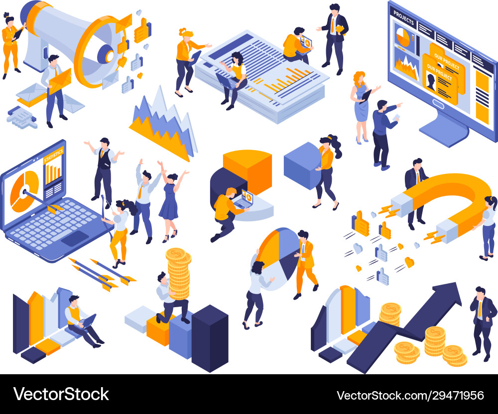 Marketing strategy icon set Royalty Free Vector Image