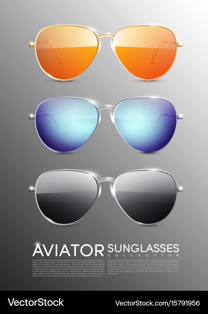Modern aviator sunglasses set Royalty Free Vector Image