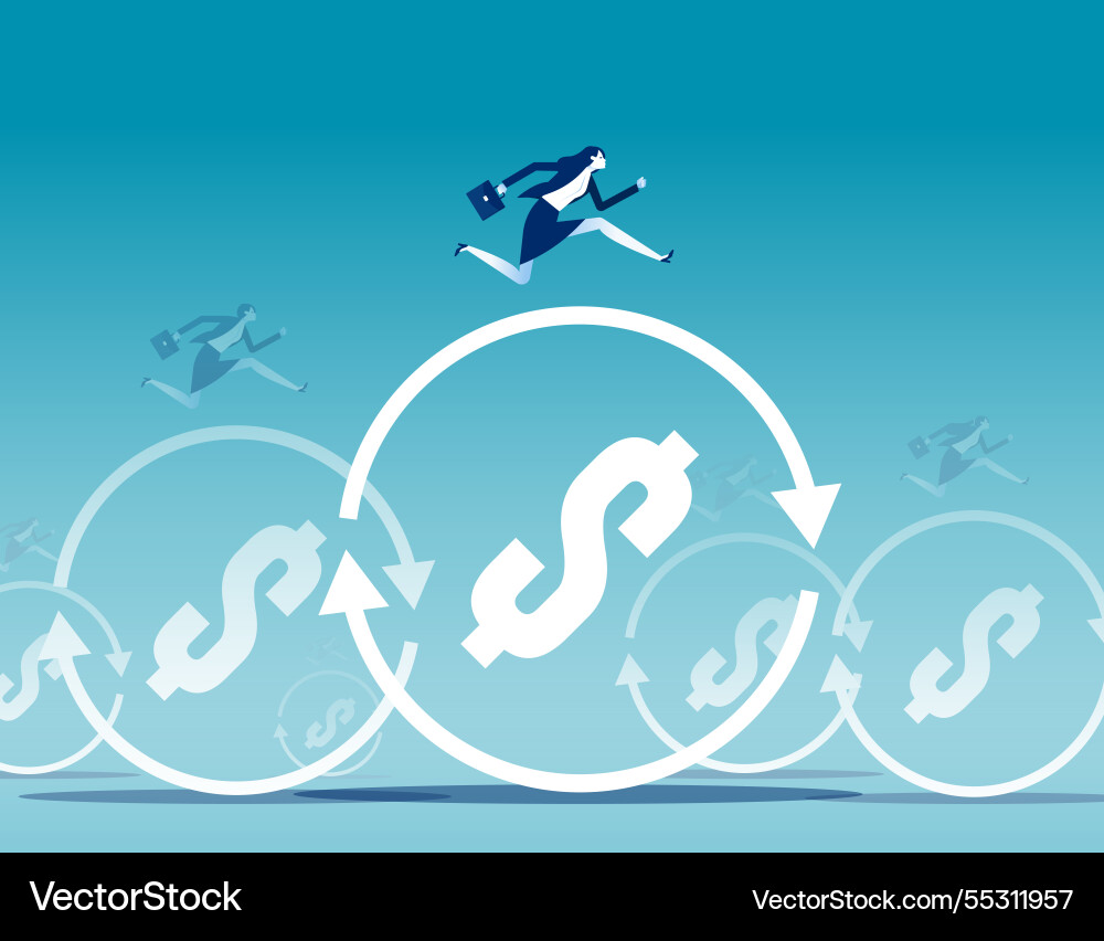 Business people runs on debt cycle Royalty Free Vector Image