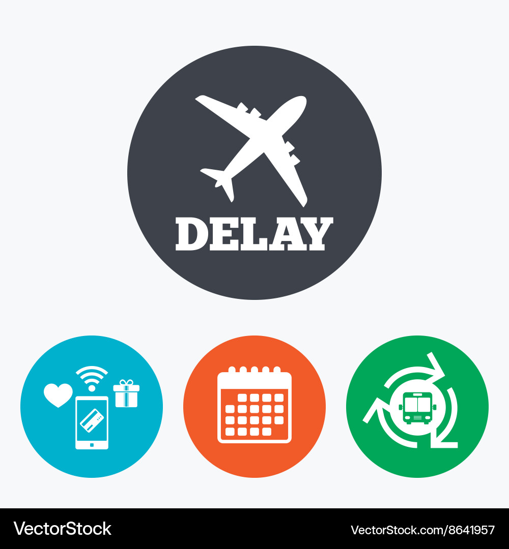 Delayed flight sign icon airport delay symbol Vector Image