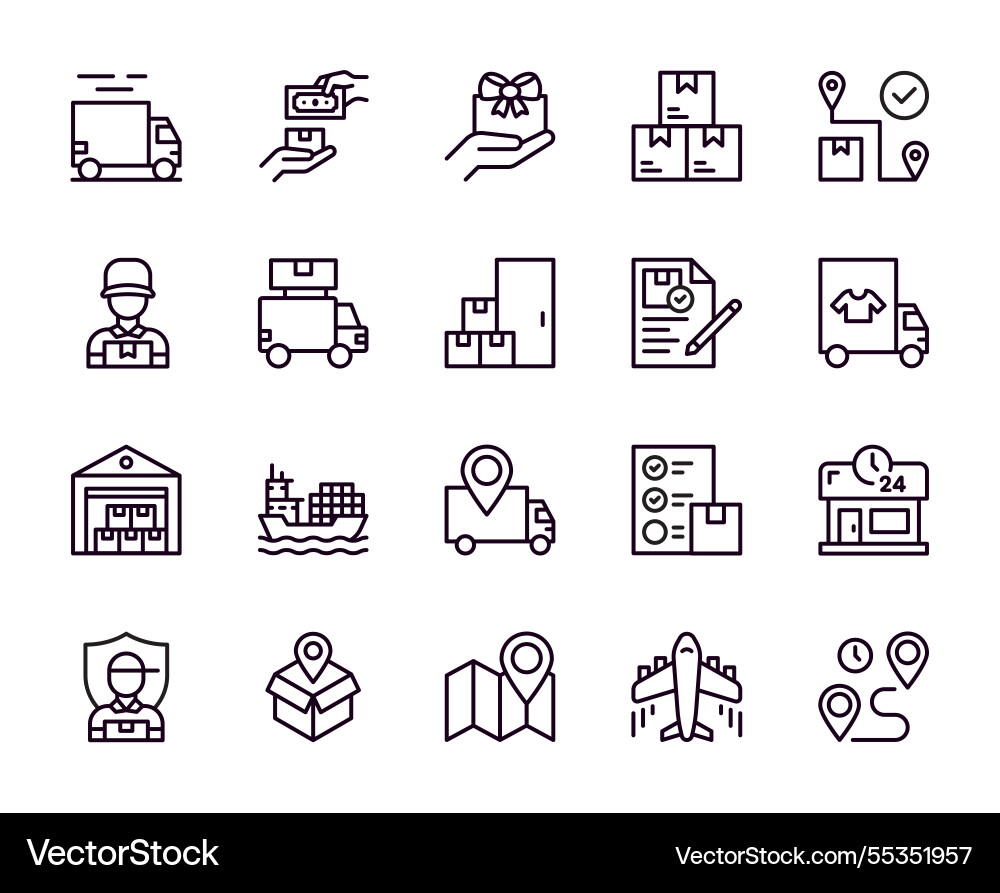 Delivery icons cargo logistic line signs Vector Image