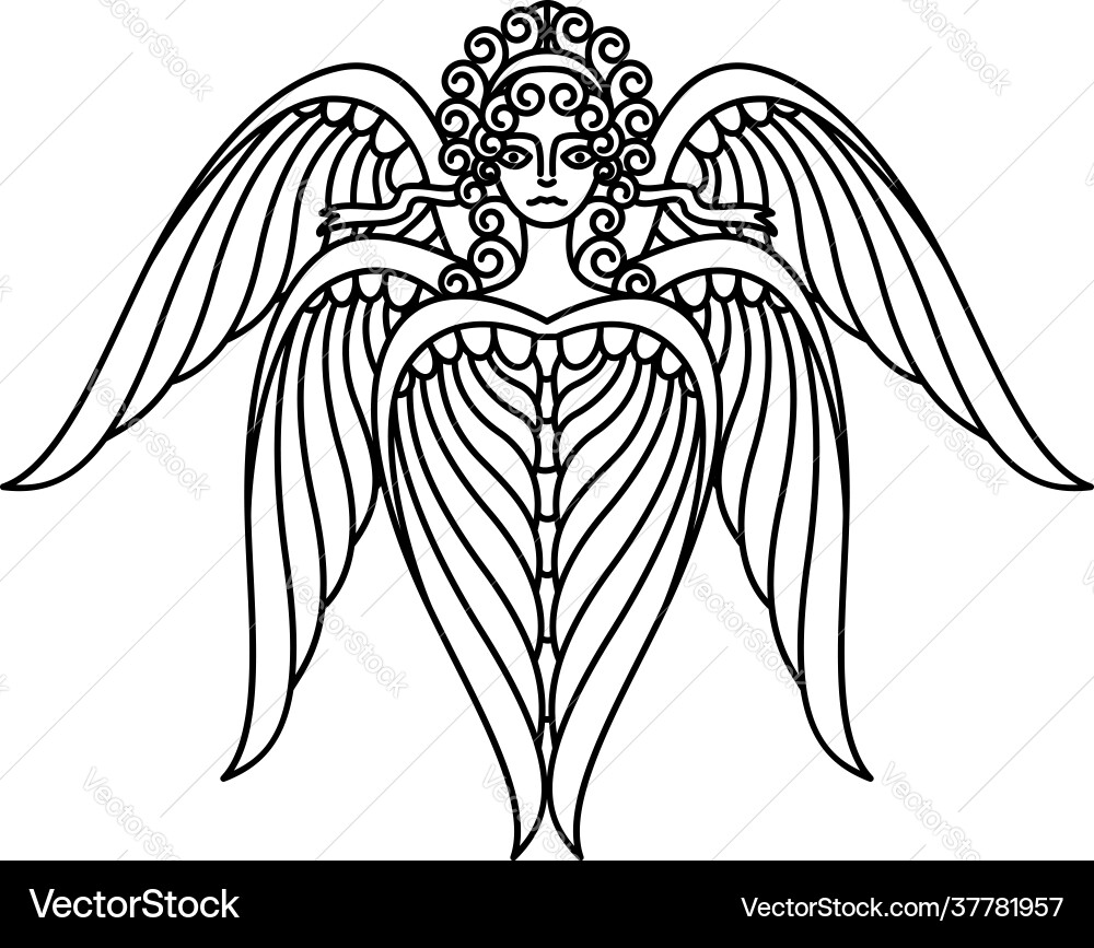 Flat linear seraphim Royalty Free Vector Image