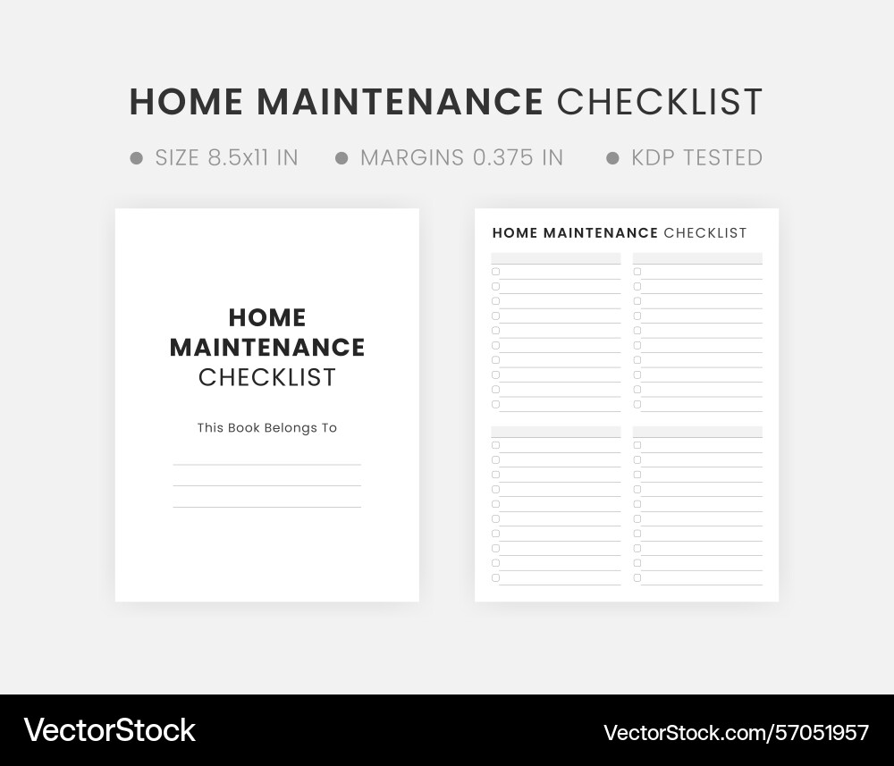 Home maintenance checklist printable home repair Vector Image