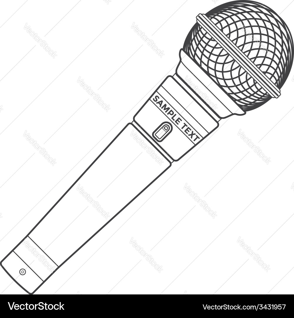Outline stage microphone Royalty Free Vector Image
