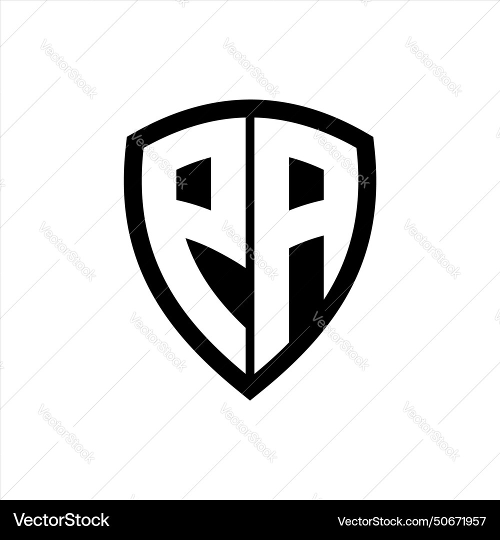 Pa monogram logo with bold letters shield shape Vector Image