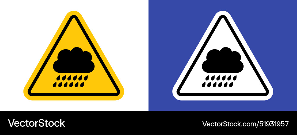 Rainfall warning sign ensure safety with weather Vector Image
