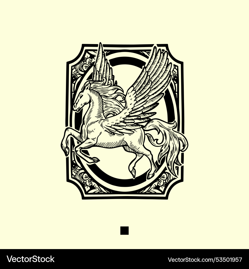 Winged horse logo design vintage Royalty Free Vector Image