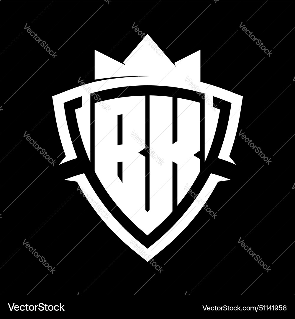Bk letter monogram with triangle curve shield Vector Image