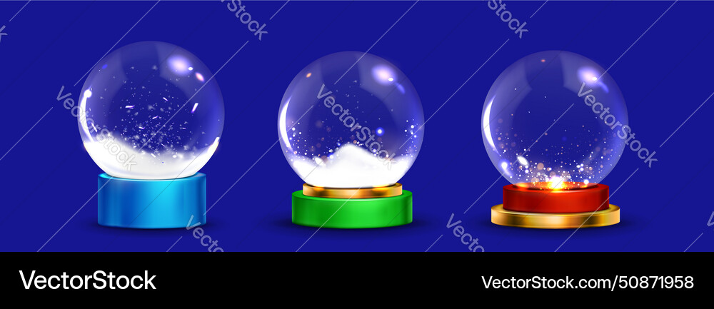 Crystal snow globe glass winter magic ball Vector Image