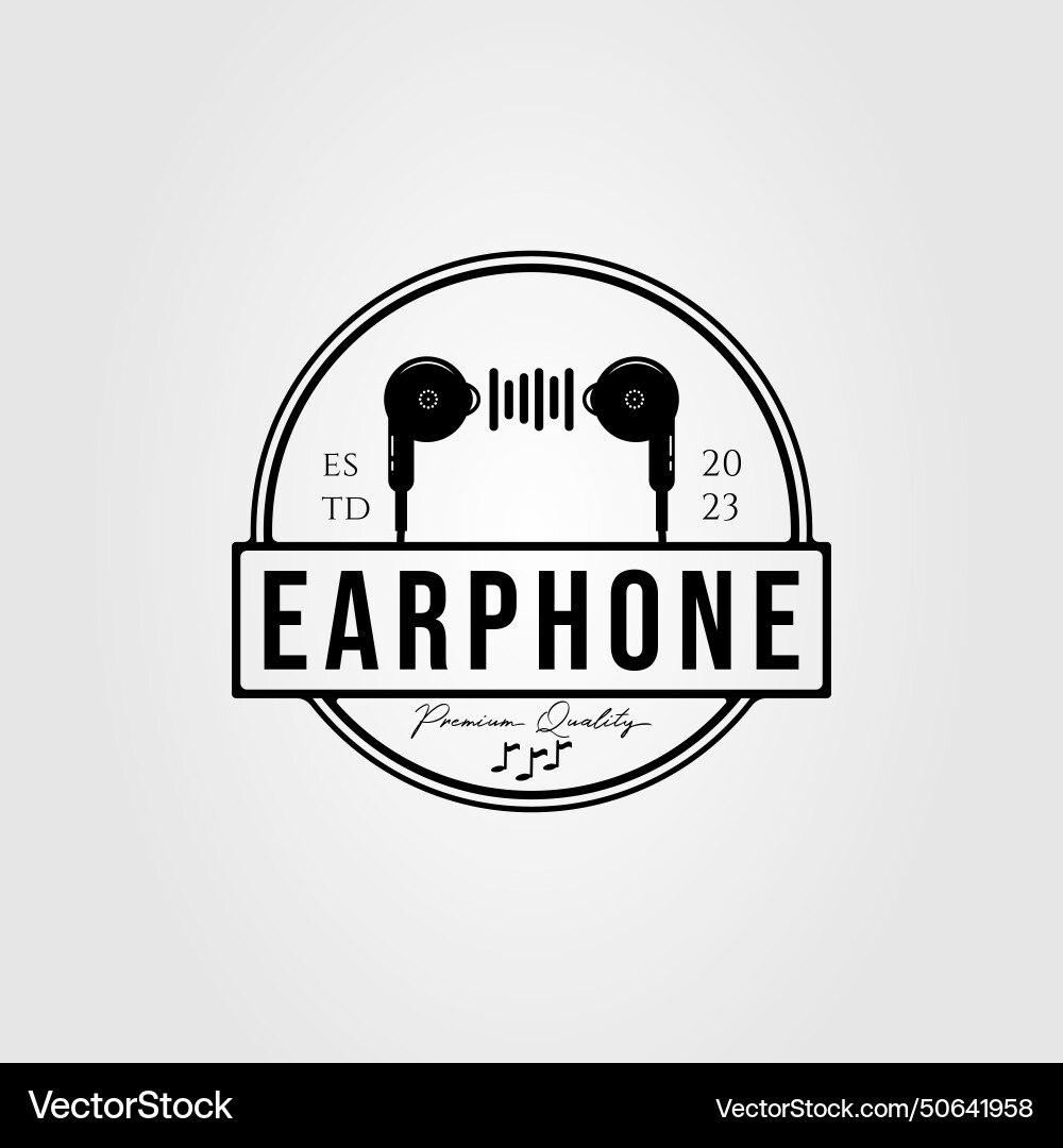 Earphone or headset with sound wave logo design Vector Image