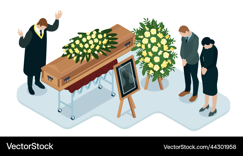 Funeral service isometric Royalty Free Vector Image