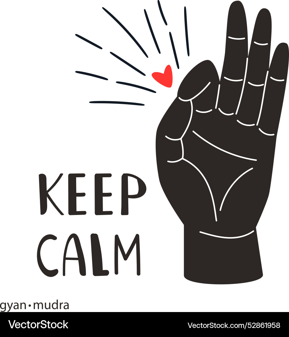 Gyan mudra keep calm fingers sign Royalty Free Vector Image