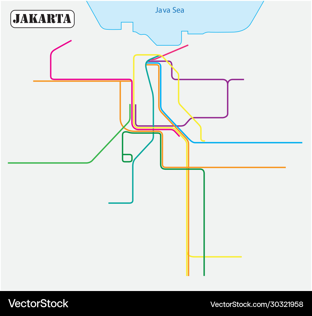 Map rail transit systems jakarta Royalty Free Vector Image