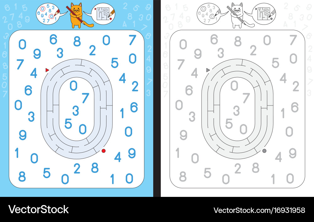 Maze number 0 Royalty Free Vector Image - VectorStock