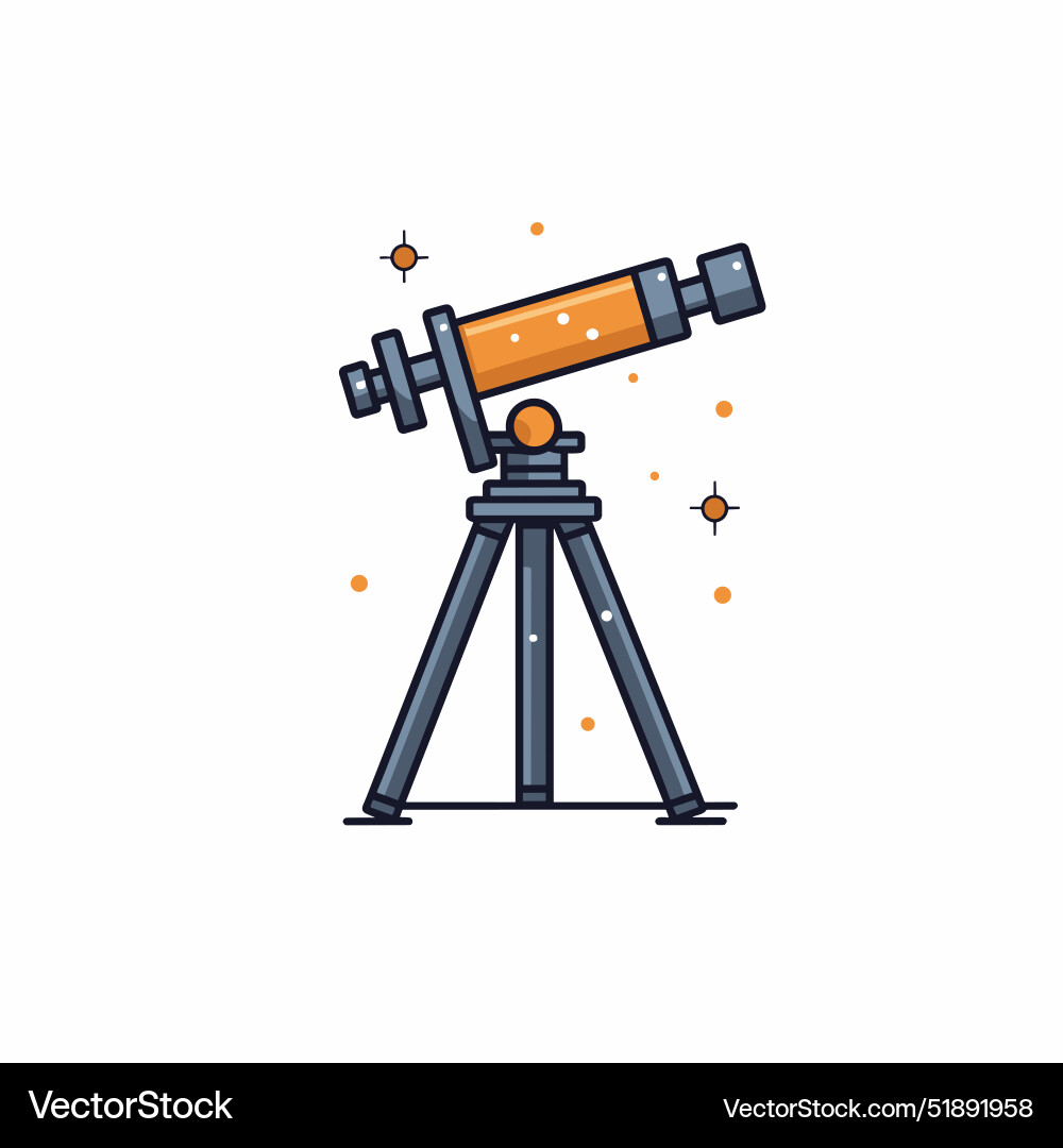 Modern telescope with tripod and stars Royalty Free Vector