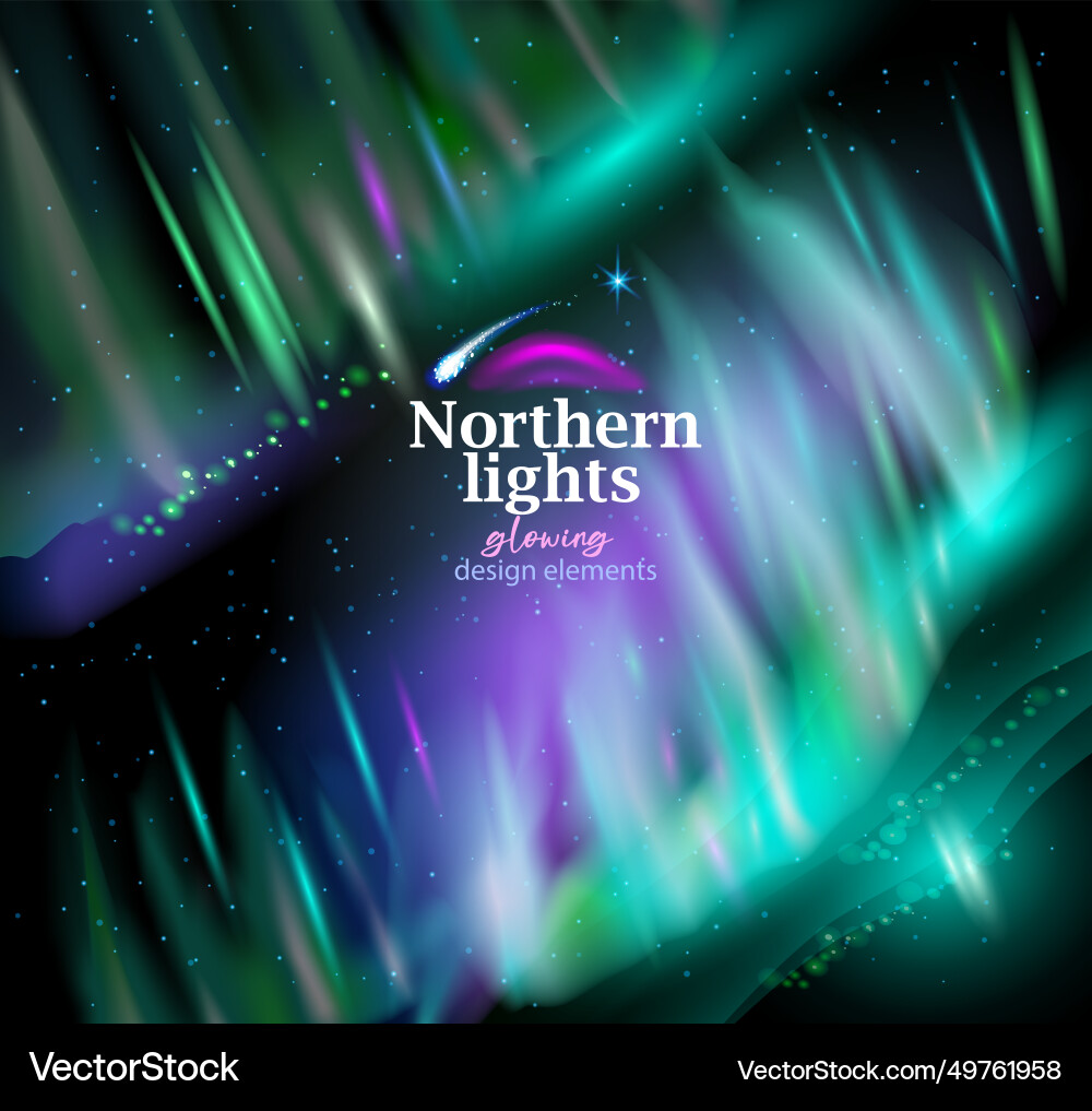 Northern lights glowing elements Royalty Free Vector Image