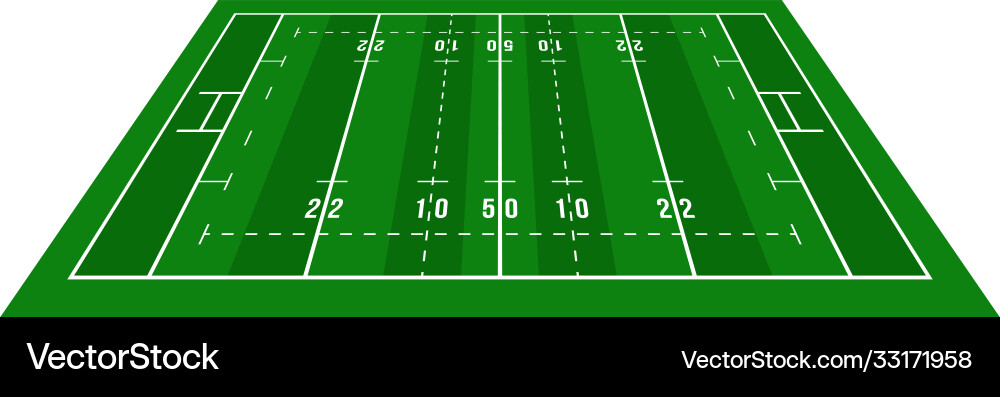 Perspective green rugby field view from above Vector Image
