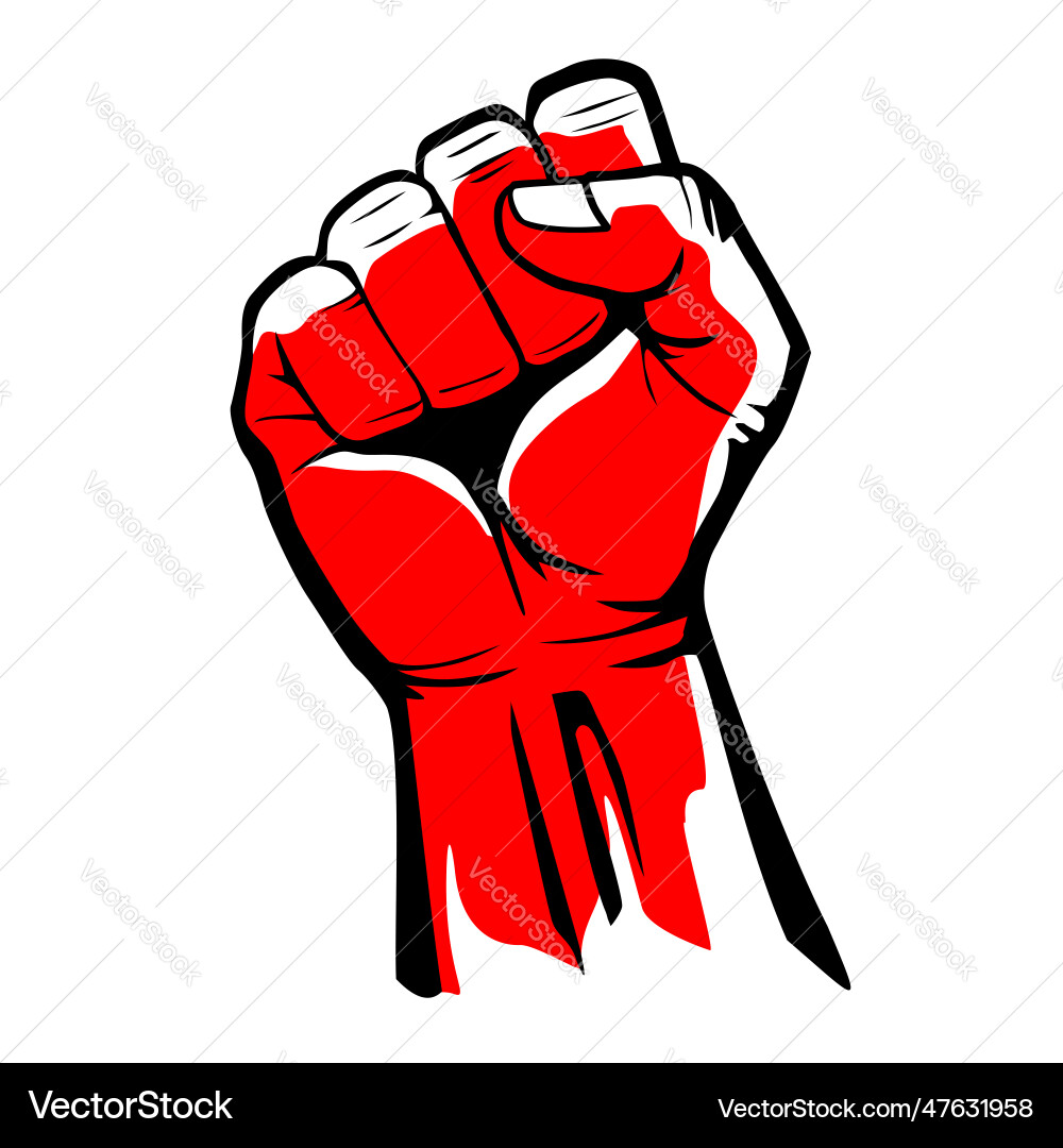 Red hand clenched fist Royalty Free Vector Image