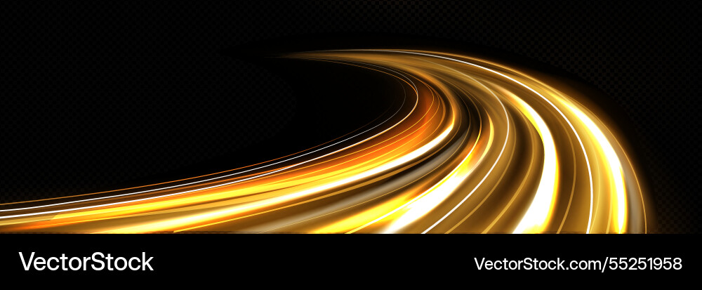 Speed light trails with golden effect Royalty Free Vector
