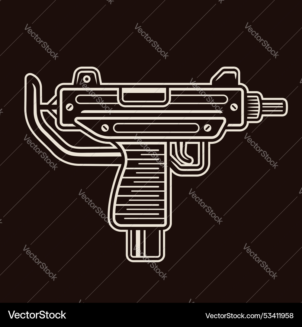 Uzi automatic gun weapon Royalty Free Vector Image