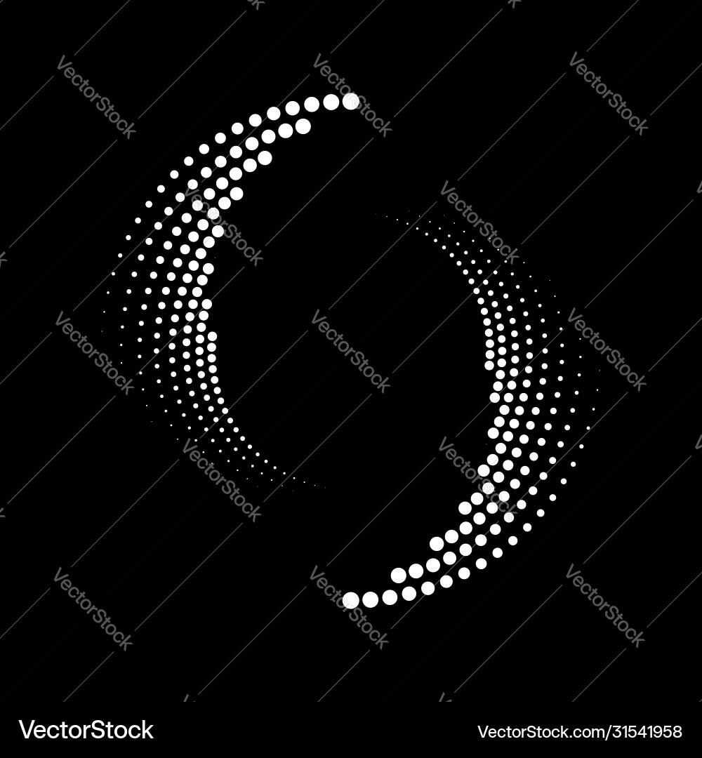 White halftone dots in spiral form Royalty Free Vector Image