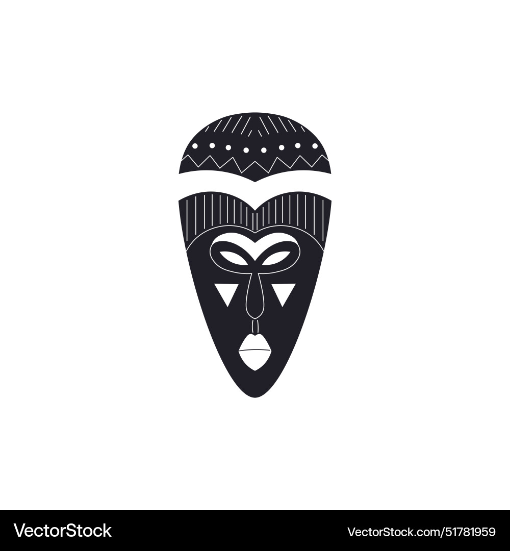 Black outline ethnic face Royalty Free Vector Image