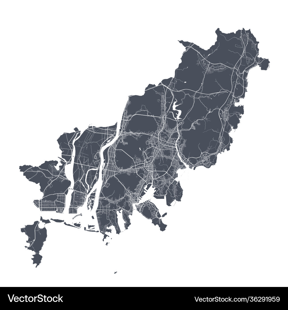 Busan City Karte - Stadtplan Lizenzfreies Vektorbild