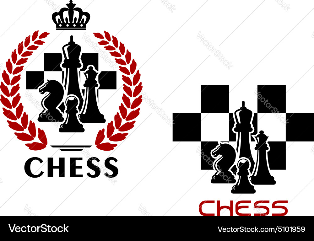 Chess emblems with chessmen and chessboard Vector Image