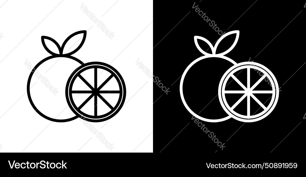 Citrus fruit icon set orange Royalty Free Vector Image