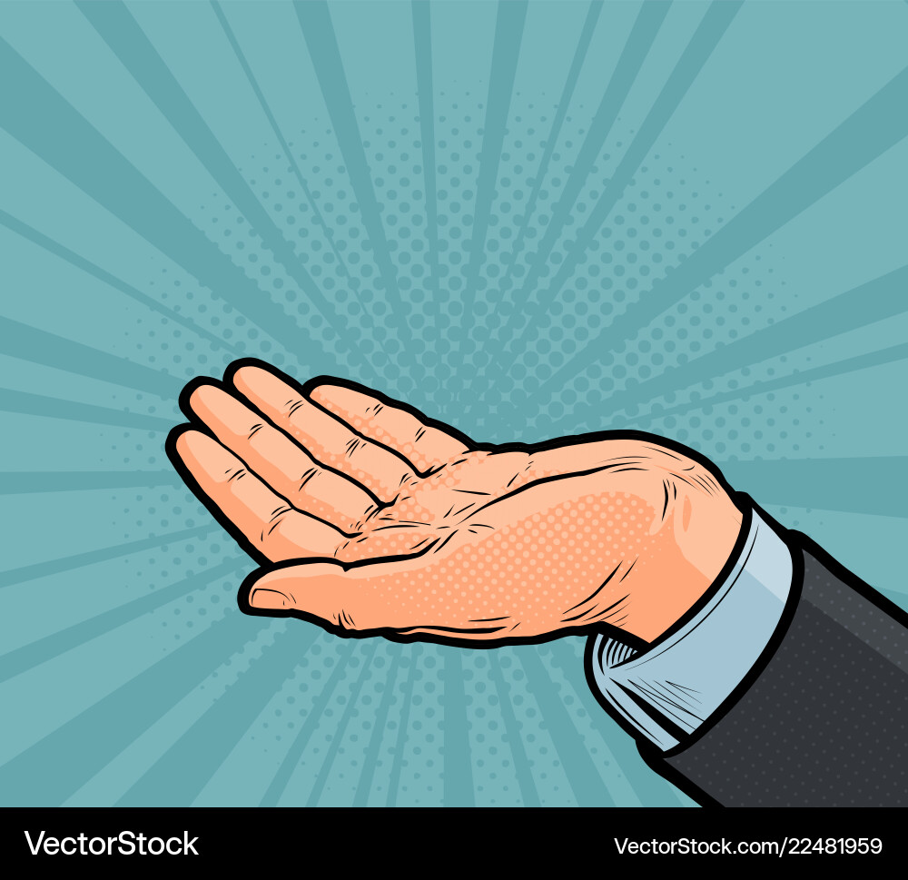 Cupped or open hand business presentation Vector Image