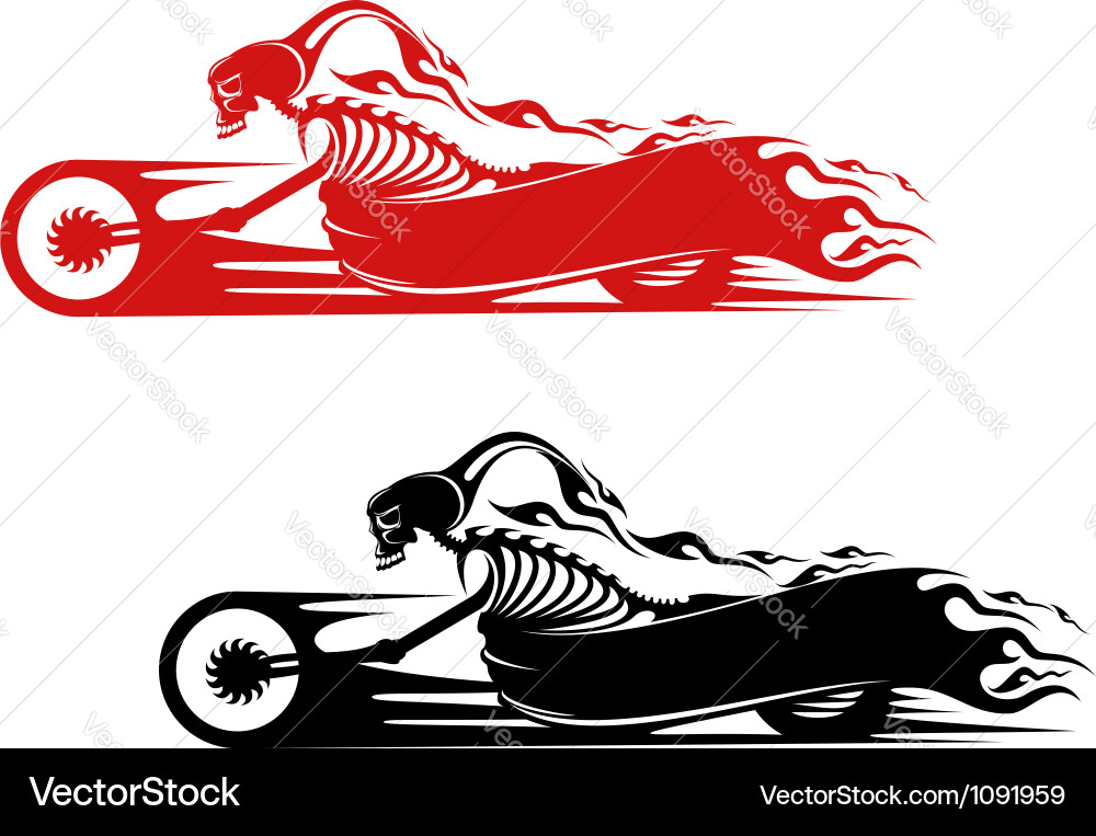 Death monster on motorcycle Royalty Free Vector Image