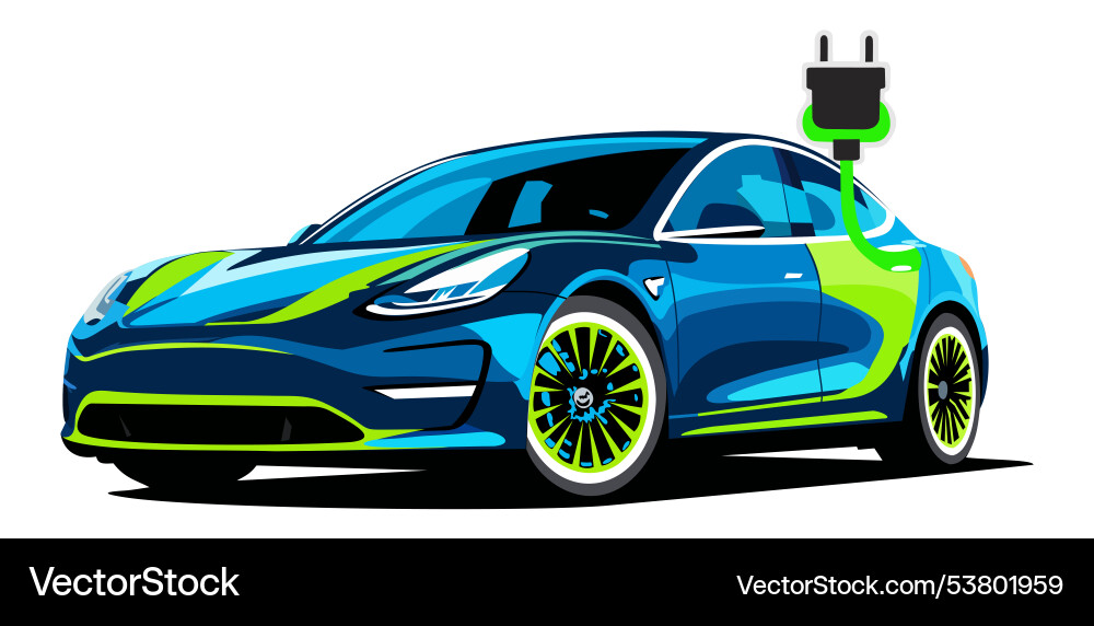 Electric car with e plug enviromental friendly Vector Image