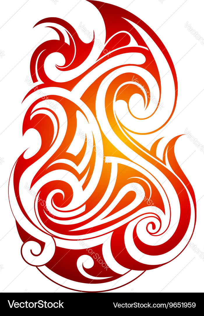 Fire flame tribal tattoo Royalty Free Vector Image