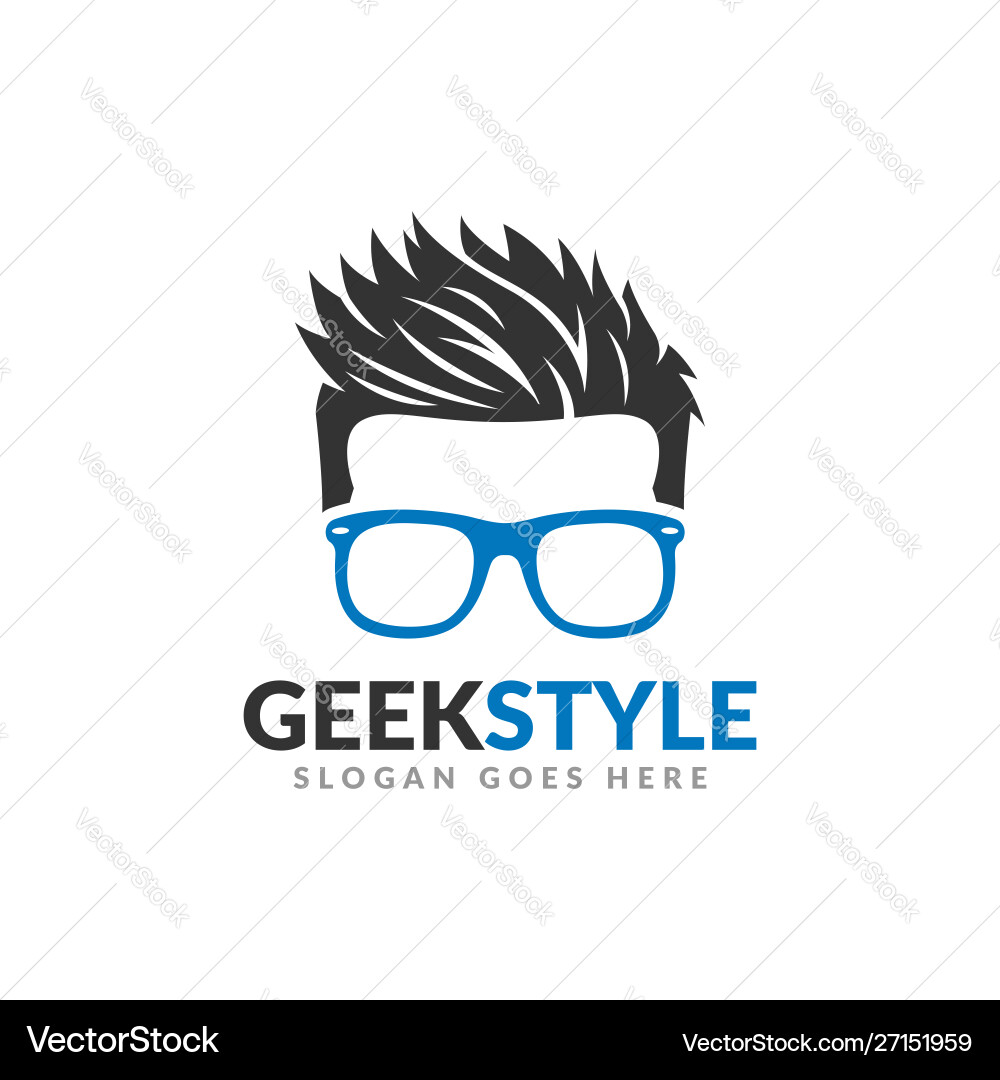 Geek style logo design template man head Vector Image