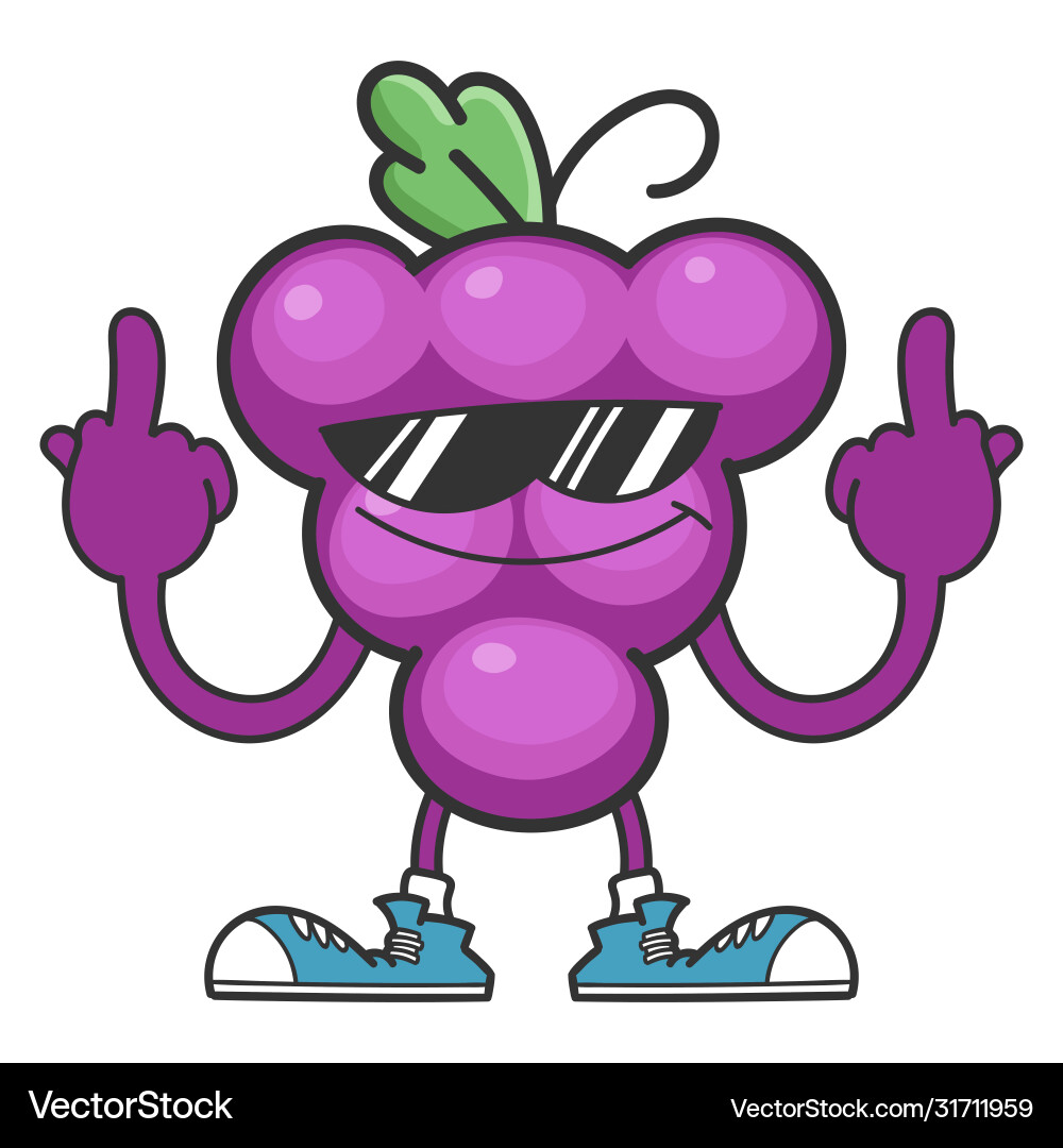 Grape cartoon character with sunglasses Royalty Free Vector